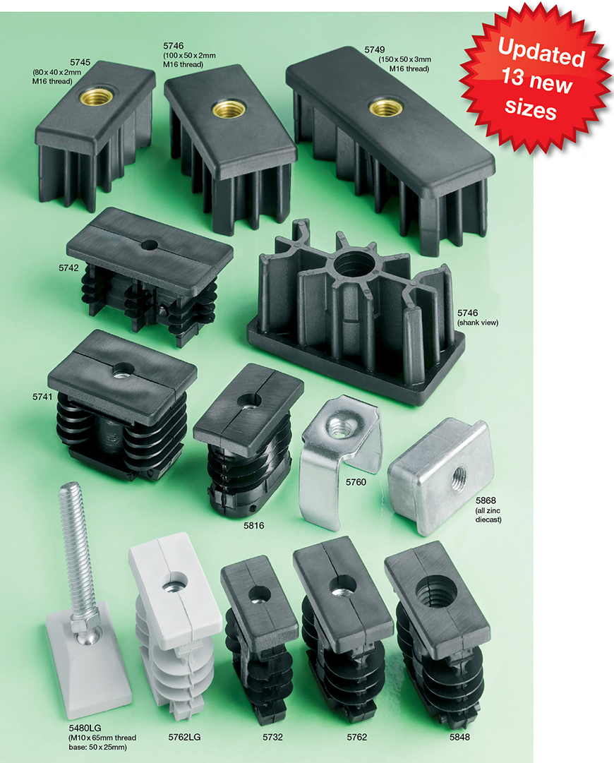Rectangle Threaded Tube Inserts | Flexliner | Levelling Feet